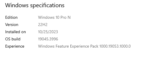 Windows 10 Pro N 22H2: Windows Media Pack missing in list of Windows ...