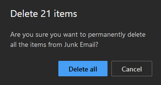 Junk Email Empty Folder option now only permanently deletes emails ...