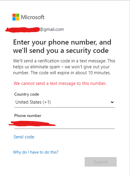 Locked out of email. Verification unable to be sent to my phone number or anyone elses ...