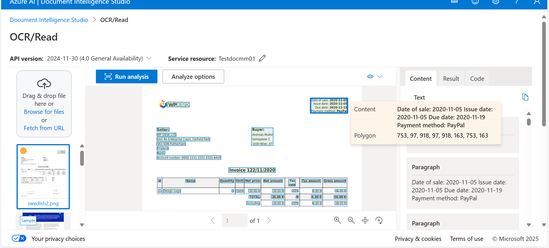In Document Intelligence the prebuilt invoice models claim to have support for Swedish in one ...