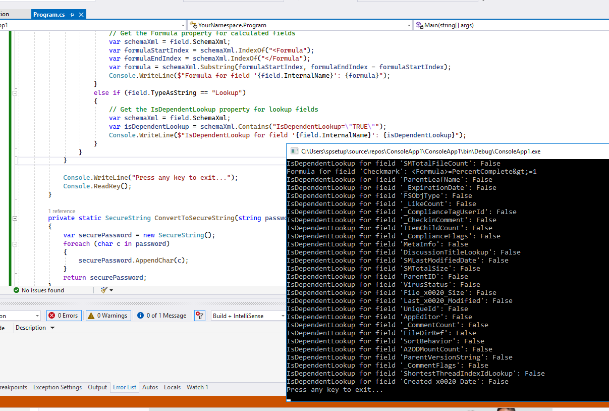 How to load formula and IsDependentLookup property in one call in CSOM? - Microsoft Q&A