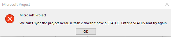 Sync error Microsoft Project Sharepoint Task List (confusing error message) - Microsoft Q&A