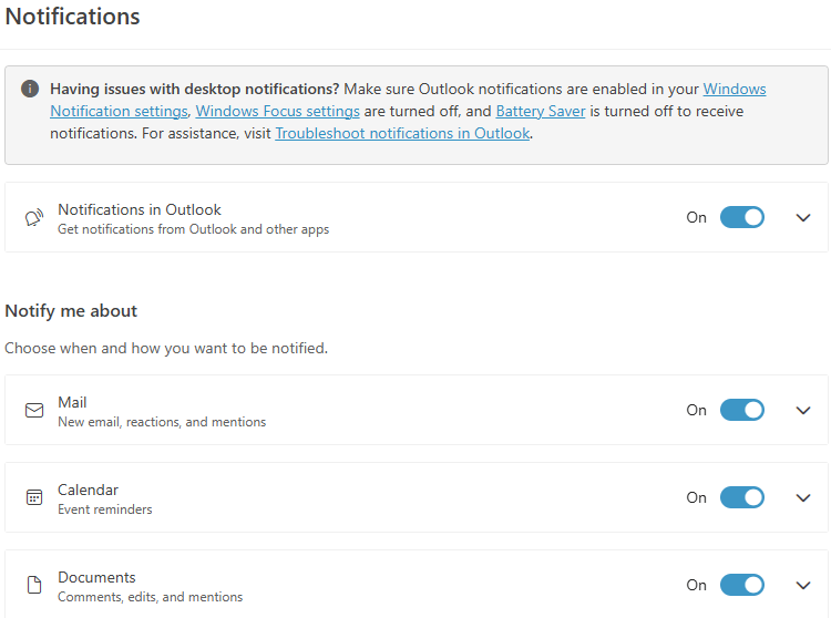 New out look notification issue - Microsoft Q&A