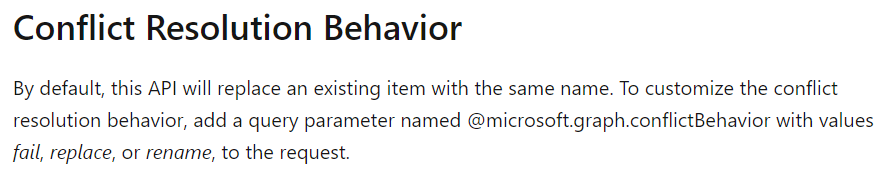 Conflict Resolution Behavior Onedrive Rest API - Microsoft Q&A