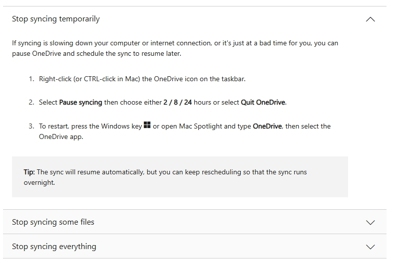 Stop a onedrive sync - Microsoft Q&A