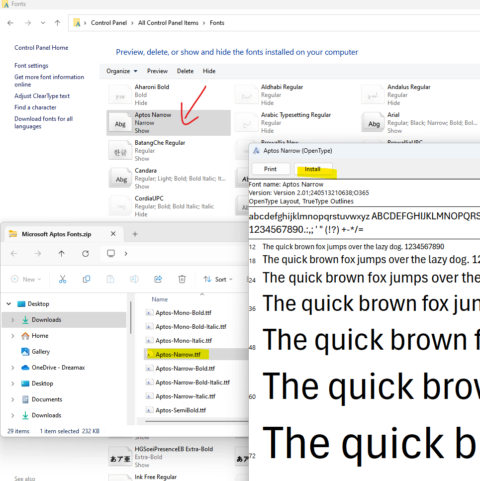 How to get OneNote to begin using Aptos Narrow font? - Microsoft Q&A