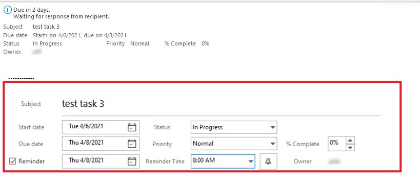 To Do how to get / see reminders (day/time) from a task assigned to me ...