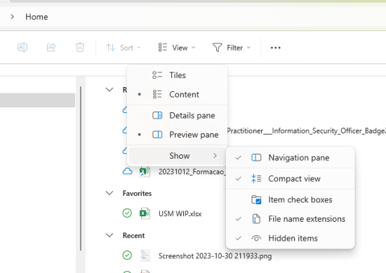 How to get the quick access section in the Home page of file explorer ...