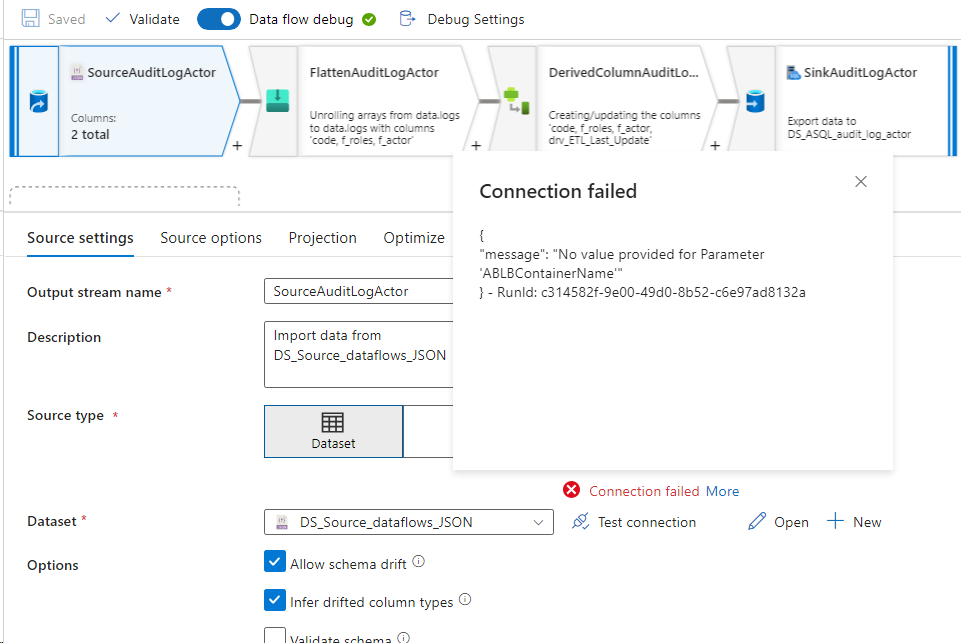 issue parsing the expression body('DataFlow1ComposeRuntimeVariables ...
