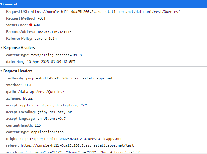 Response status code does not indicate success: 400 (Bad Request ... Response status code does not indicate success: 400 (Bad Request ...