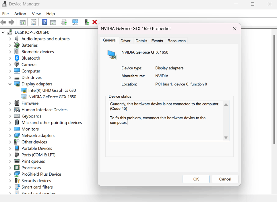 Nvidia GTX 1650 driver keeps disappearing and causes 'VIDEO_DXGKRNL ...