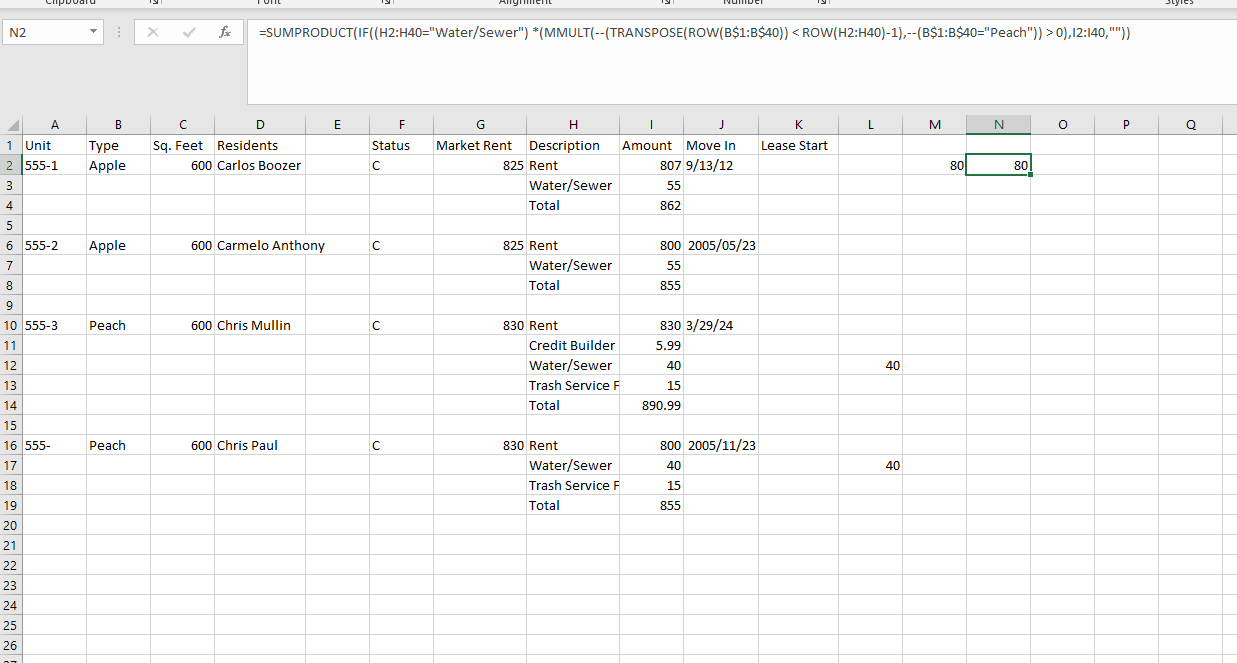SUMIF or Index/Match to Sum values in different rows. - Microsoft Q&A