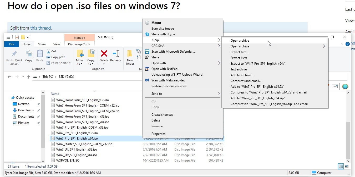 How do i open .iso files on windows 7? - Microsoft Q&A