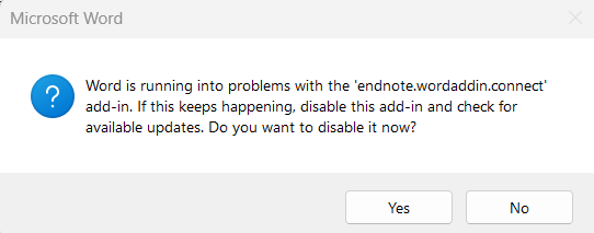 EndNote 2025.2 no longer working with latest Word update - Microsoft Q&A