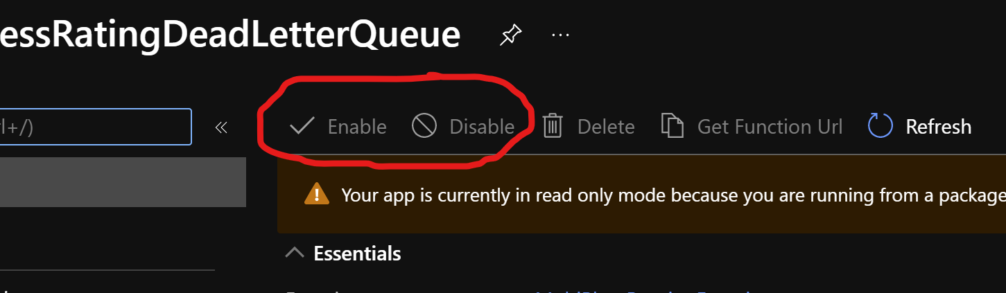 Azure Function App Enable Disable Buttons Are Disabled Microsoft Qanda