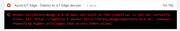 Error on Azure IoT Edge Task in Release pipeline for docker hub image pull - Microsoft Q&A