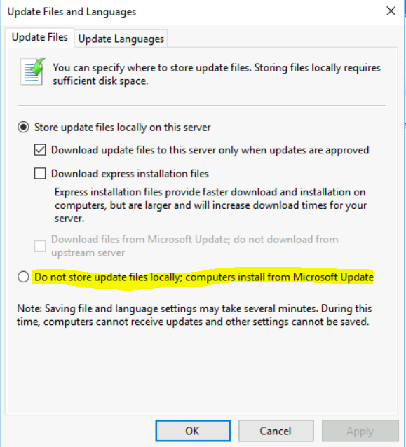 How to disable WSUS local storage after it was active - Microsoft Q&A