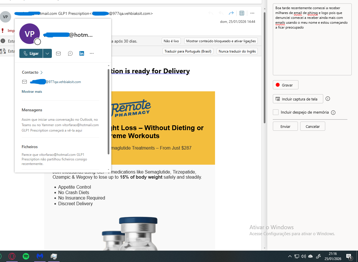 E-mails de phising sem para depois que denunciei o primeiro - Microsoft Q&A