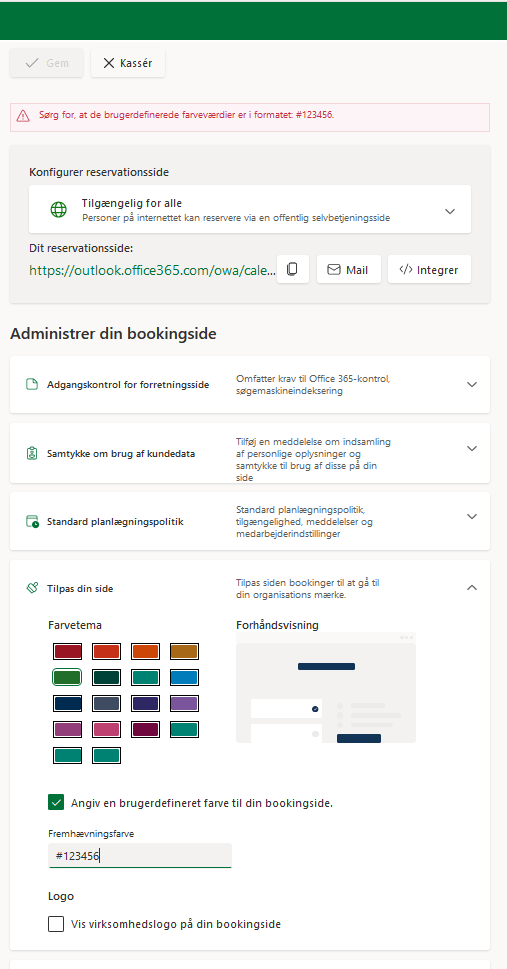 Change color on the Bookings page - Microsoft Q&A