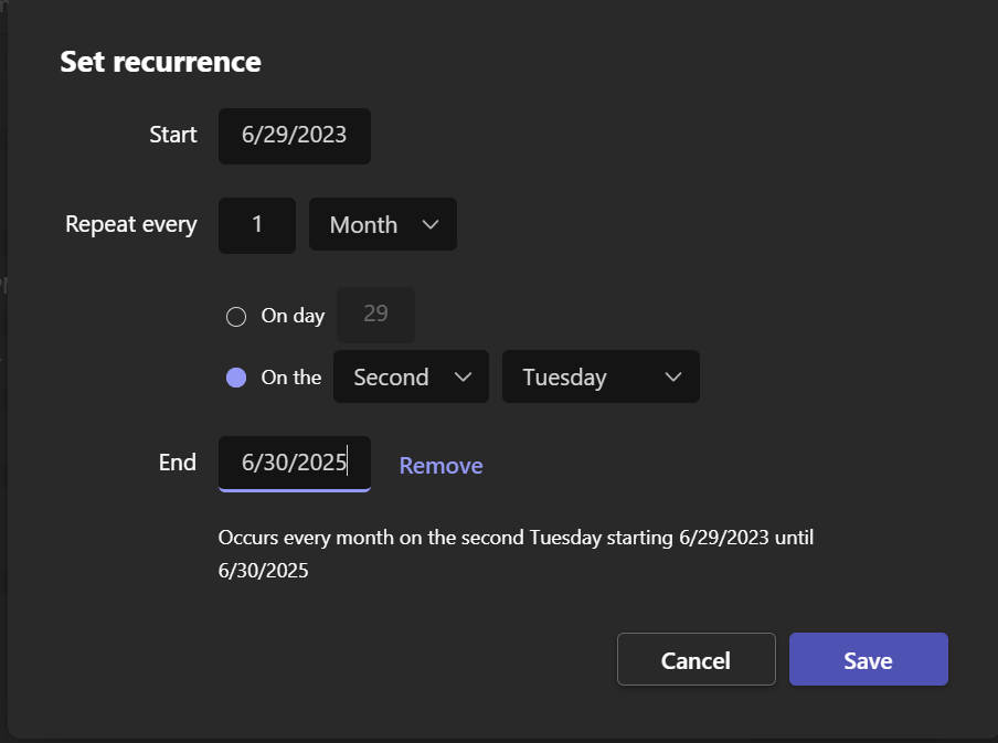 How to setup recurring meetings for every 2nd and 3rd tuesday of each ...