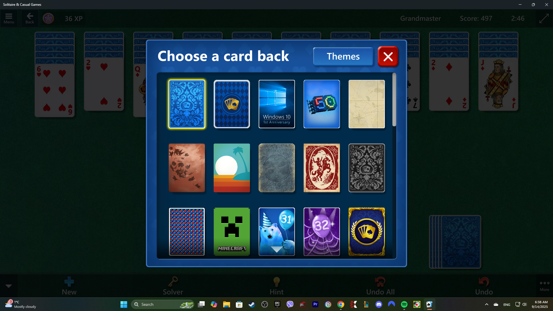 Solitaire collection Choose a card back keep showing up and help me ...