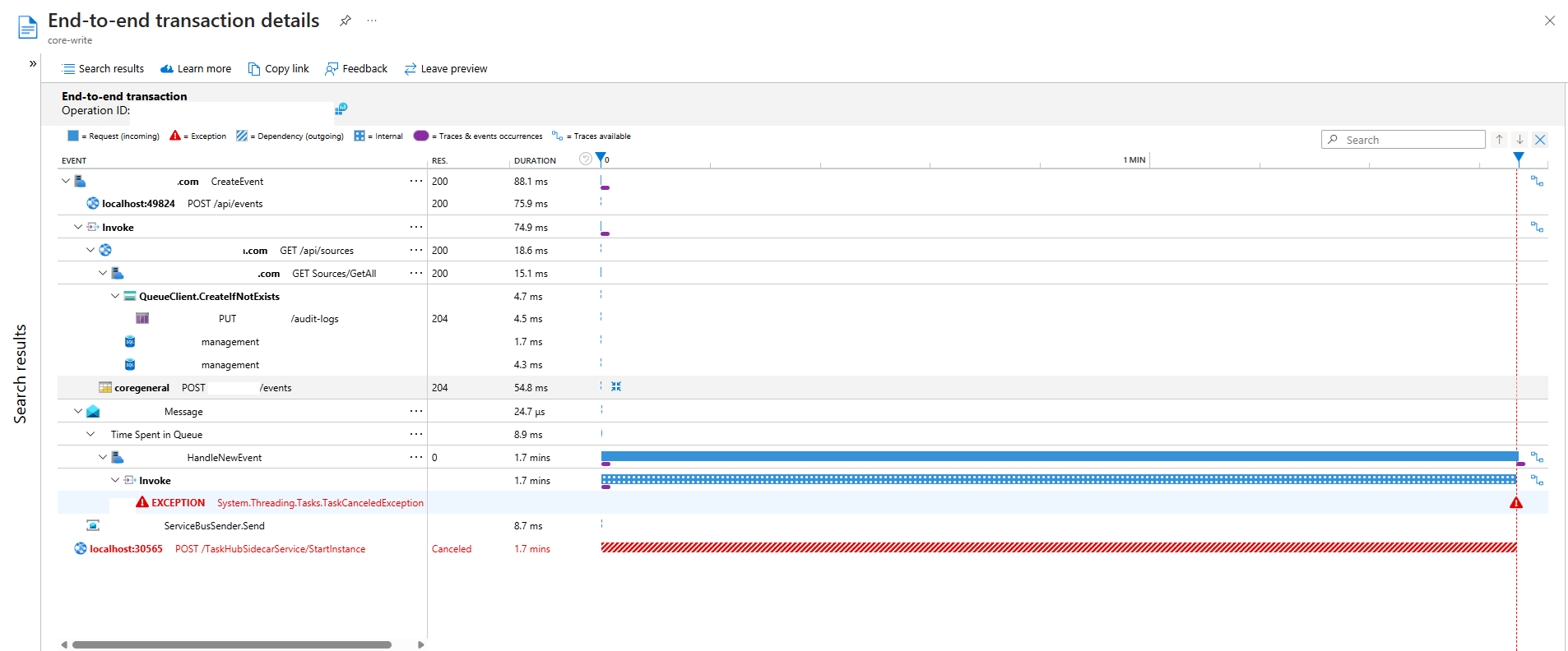 TaskHubSideCarService timed out when trying to Schedule New Orchestration Instance from ...