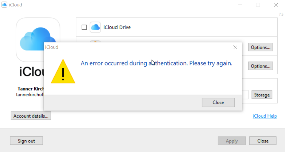 iCloud Desktop App - Authentication Error - Microsoft Q&A