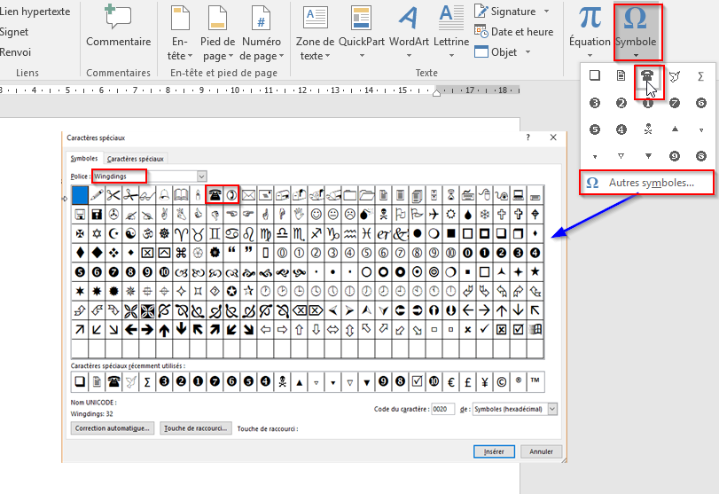 INSERER LE SYMBOLE TELEPHONE DANS UN DOCUMENT WORD - Microsoft Q&A