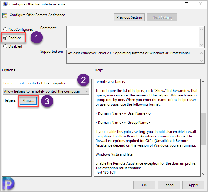 How to Create GPO of Offer remote assistance (MSRA) by using server ...