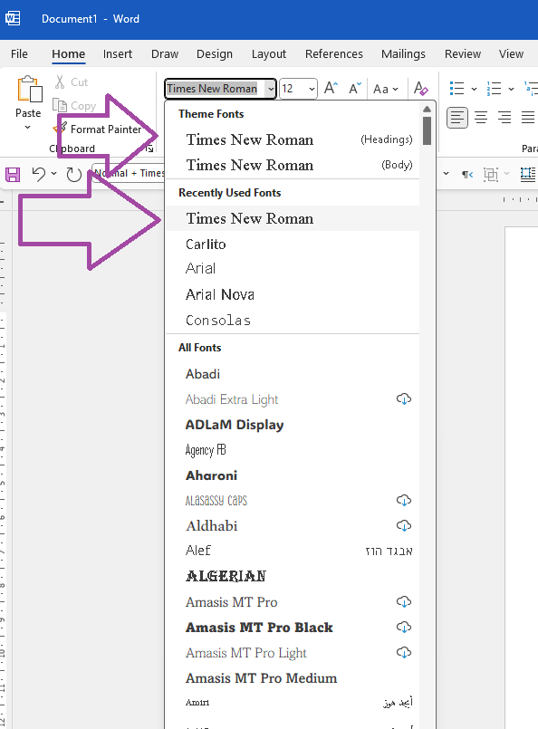 How do I stop the Arial and Times New Roman font theme from appearing ...