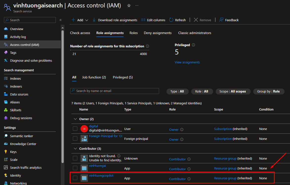 Not able to select Azure AI Search Service in Azure AI Studio Playground - Microsoft Q&A