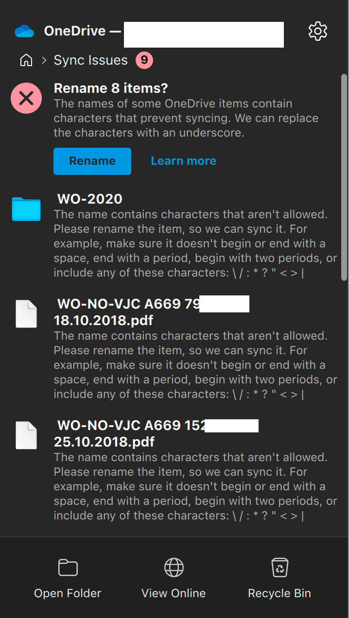 Sync Issue: the name contains characters that aren't allowed. - Microsoft Q&A