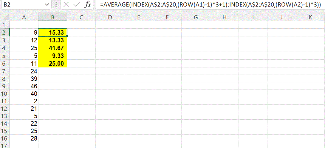 Excel Average every 3 rows calculation - Microsoft Q&A