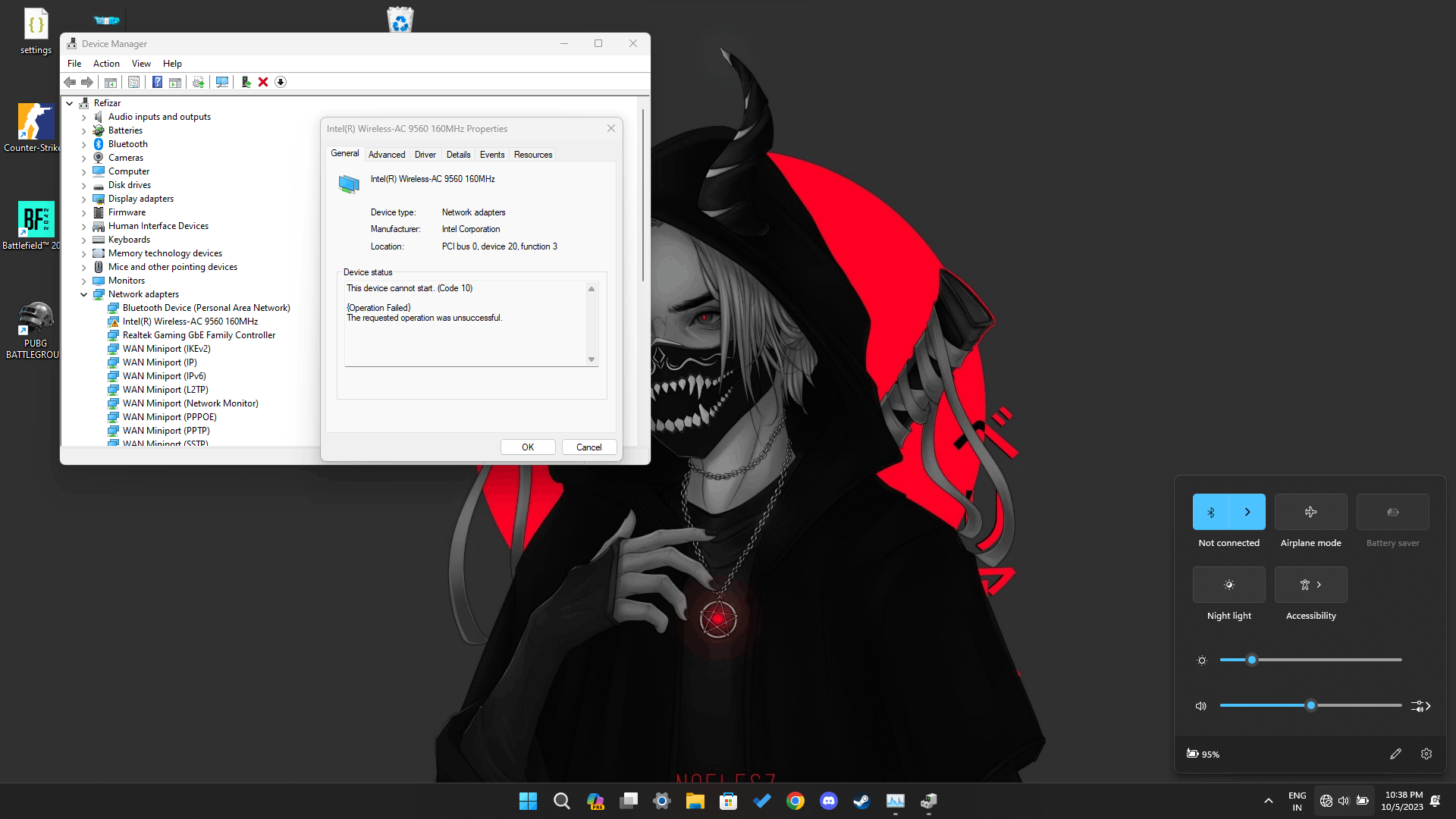Missing wifi option on windows 11 and error on network adaptor not working properly - Microsoft Q&A