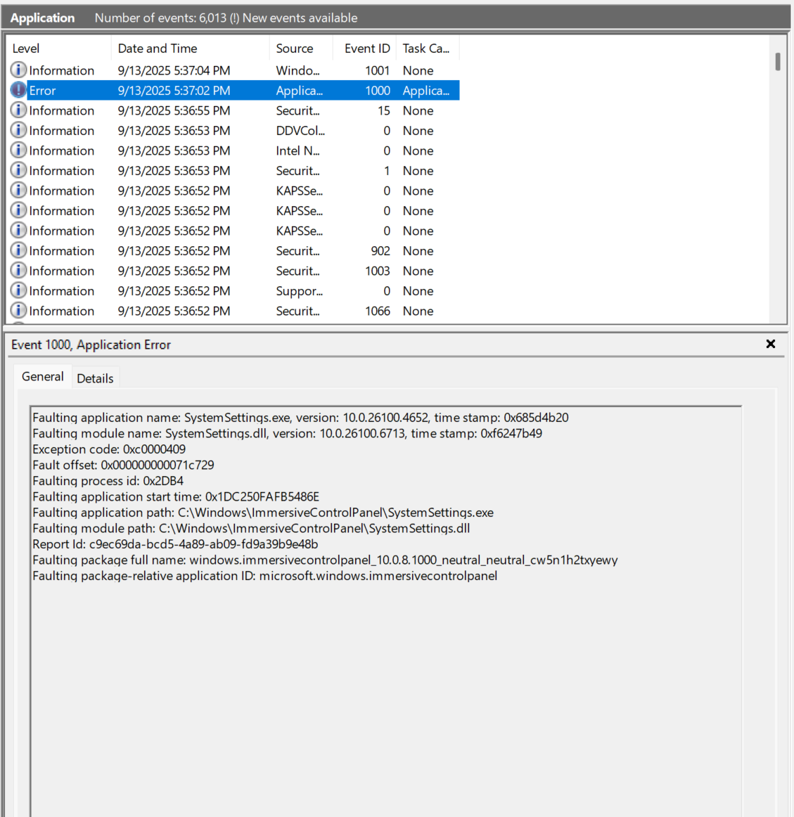 SOLVED Build 26200.6713 System Settings crashes when trying Properties > Details of local disk C ...