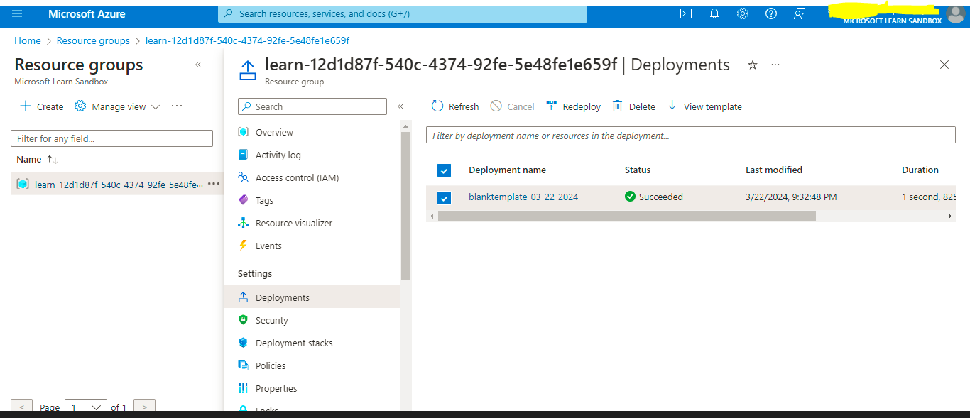 Not able to complete the ARM template deployment Visual studio code - Microsoft Q&A