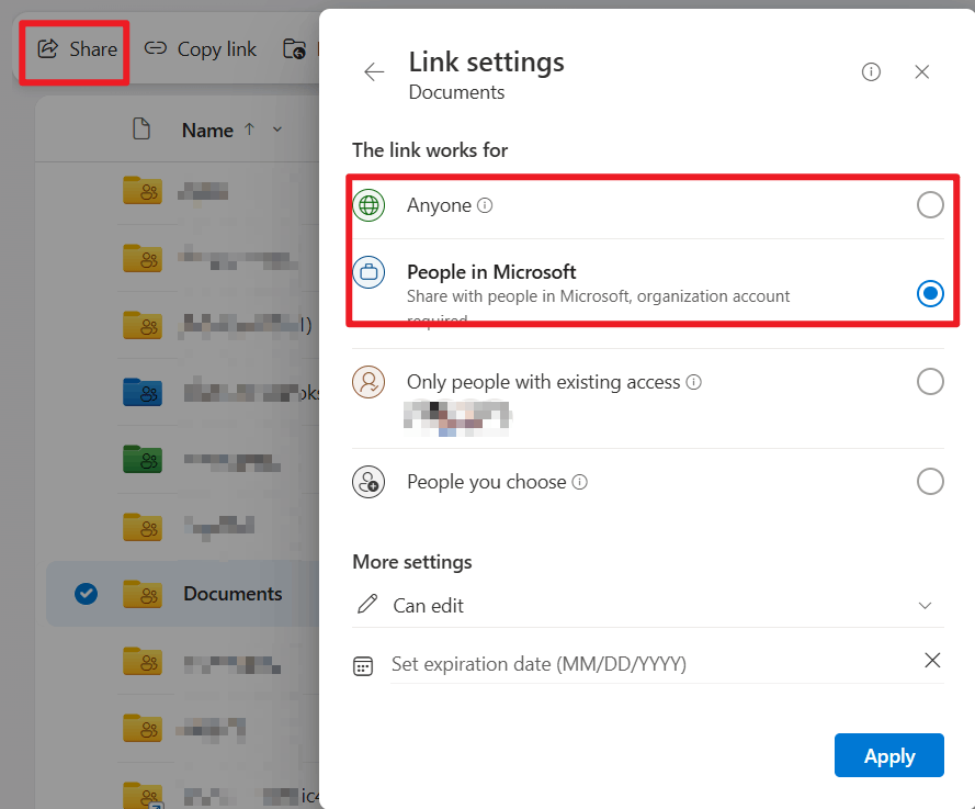 How do I create a link to my one drive so that all site members in ...