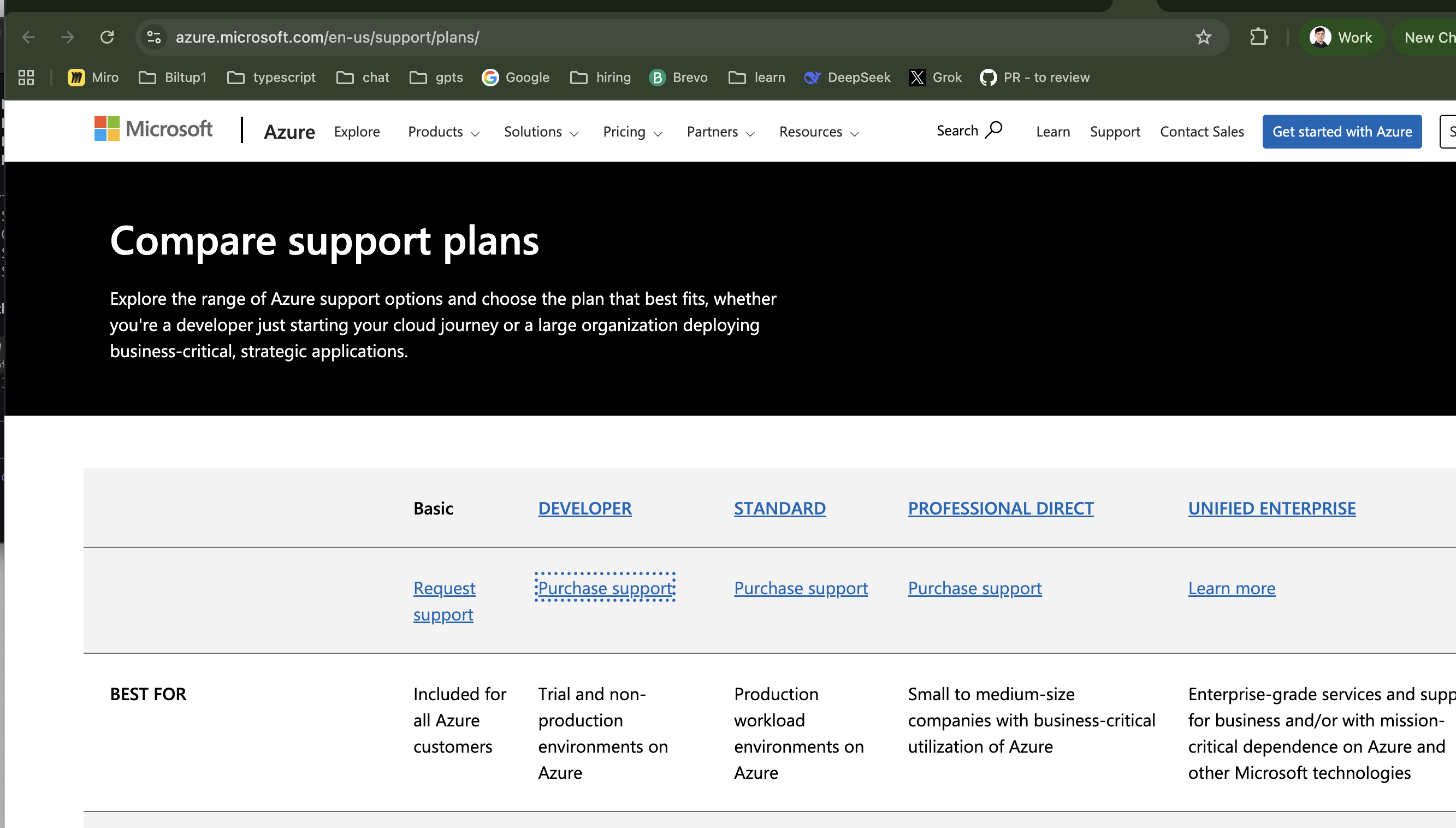 Lol, clicking purchase support goes to another table where you cannot ...