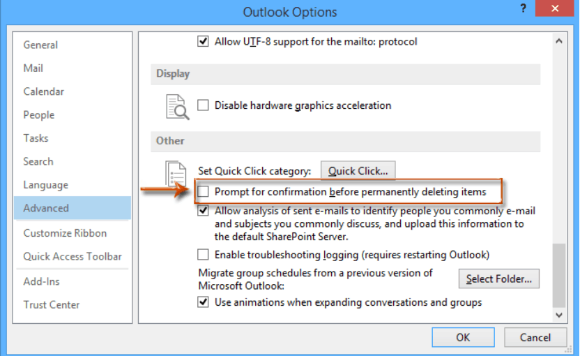 Outlook for Microsoft 365 MSO Version - Permanently delete warning ...