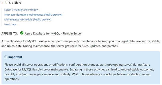 Azure MySQL flexible server stuck on actions (stop, start, change ...