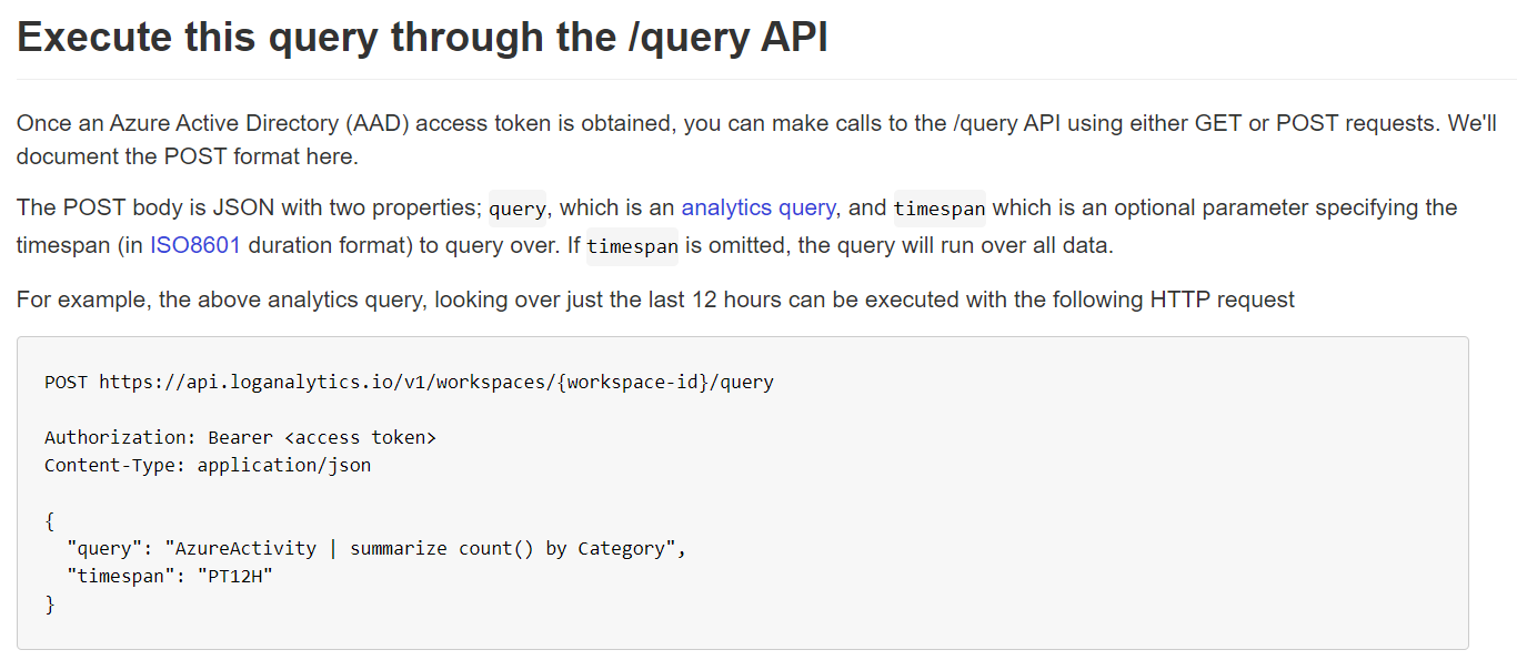 Log analytics workspace post API - Microsoft Q&A