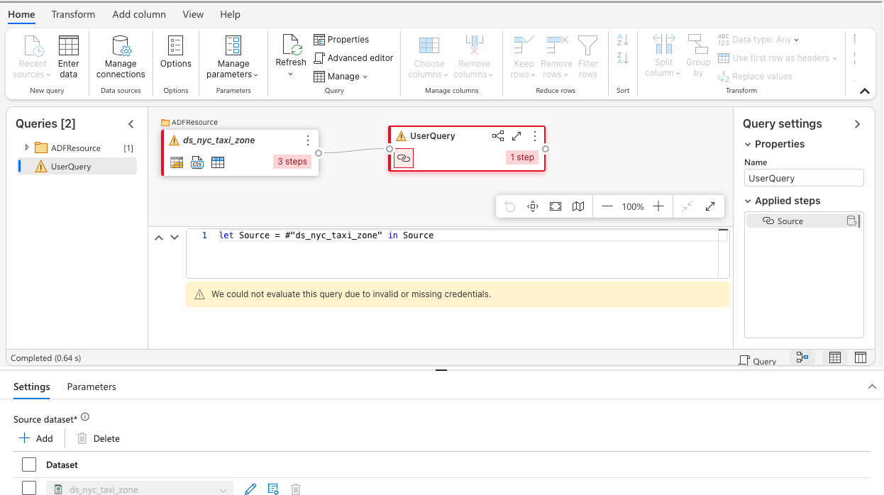Azure Data Factory v2. PowerQuery integration issue for Azure data lake ...