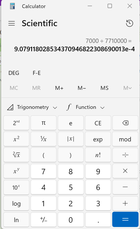 Re: Windows Calculator -Small results shown in scientific notation ...
