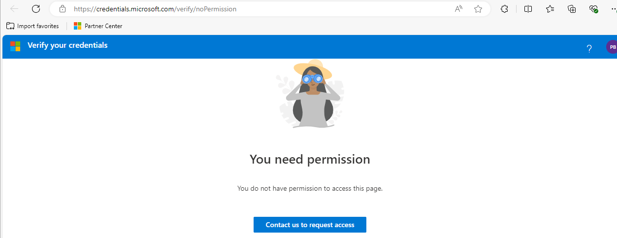 No Permission when access Verifiable Credentials from Microsft Hardware ...