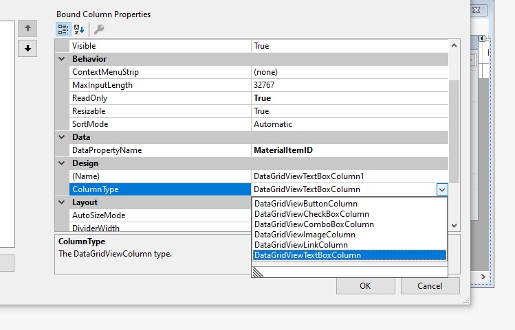Datagridview Column Type Property Microsoft Qanda