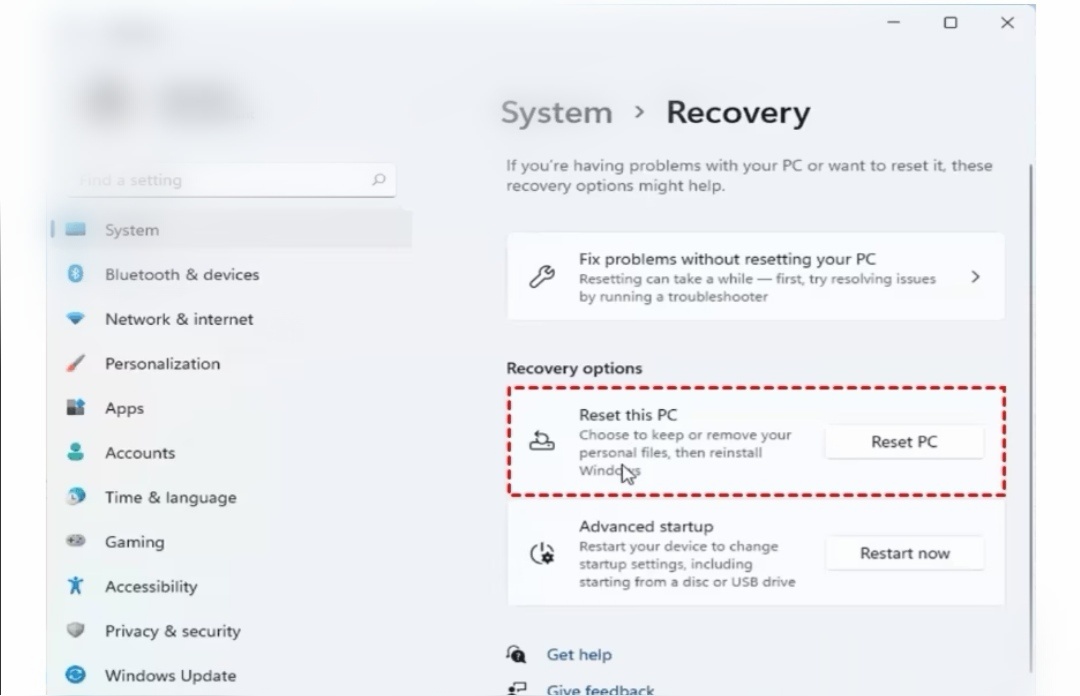 hello! What is the difference between resetting PC from System>Recovery ...