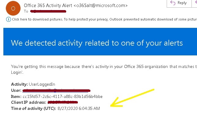 How to change Office 365 alert notification to be sent by Local Time ...