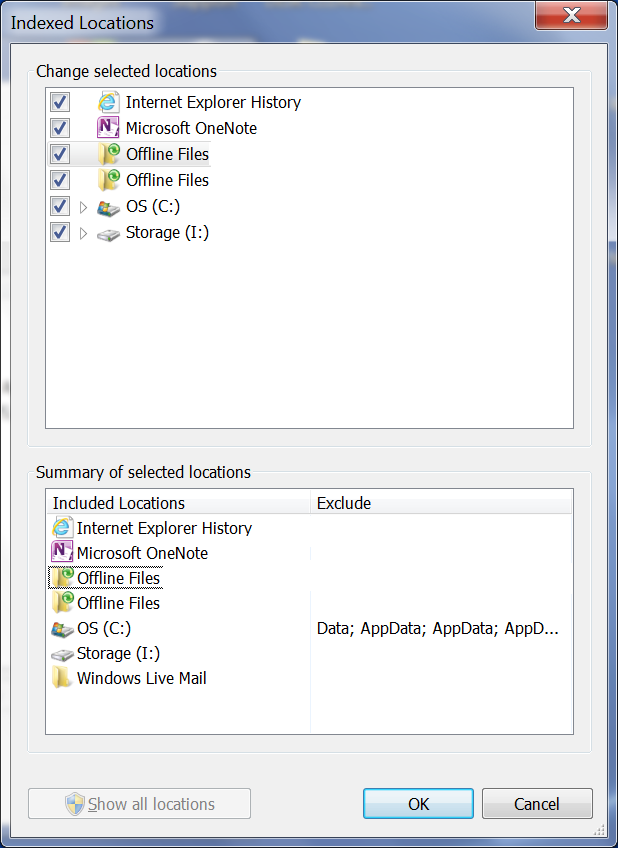 Remove Offline Files from Indexing Locations - Microsoft Q&A
