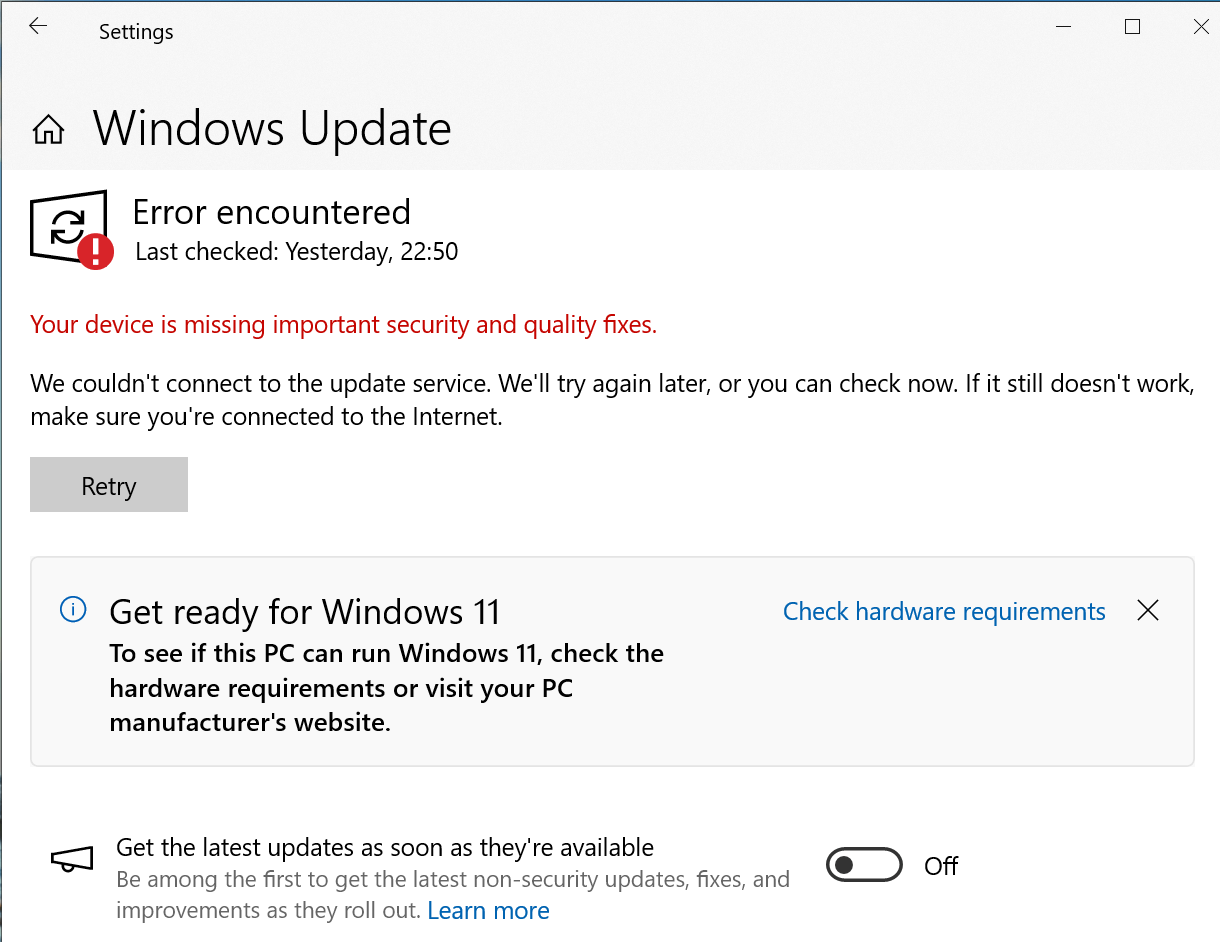 Windows Update - Error Encountered - Microsoft Q&A