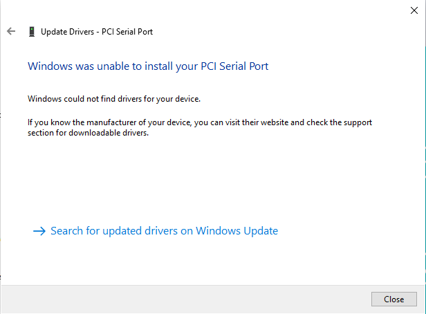 PCI Serial Port Unable To Install Drivers - Microsoft Q&A